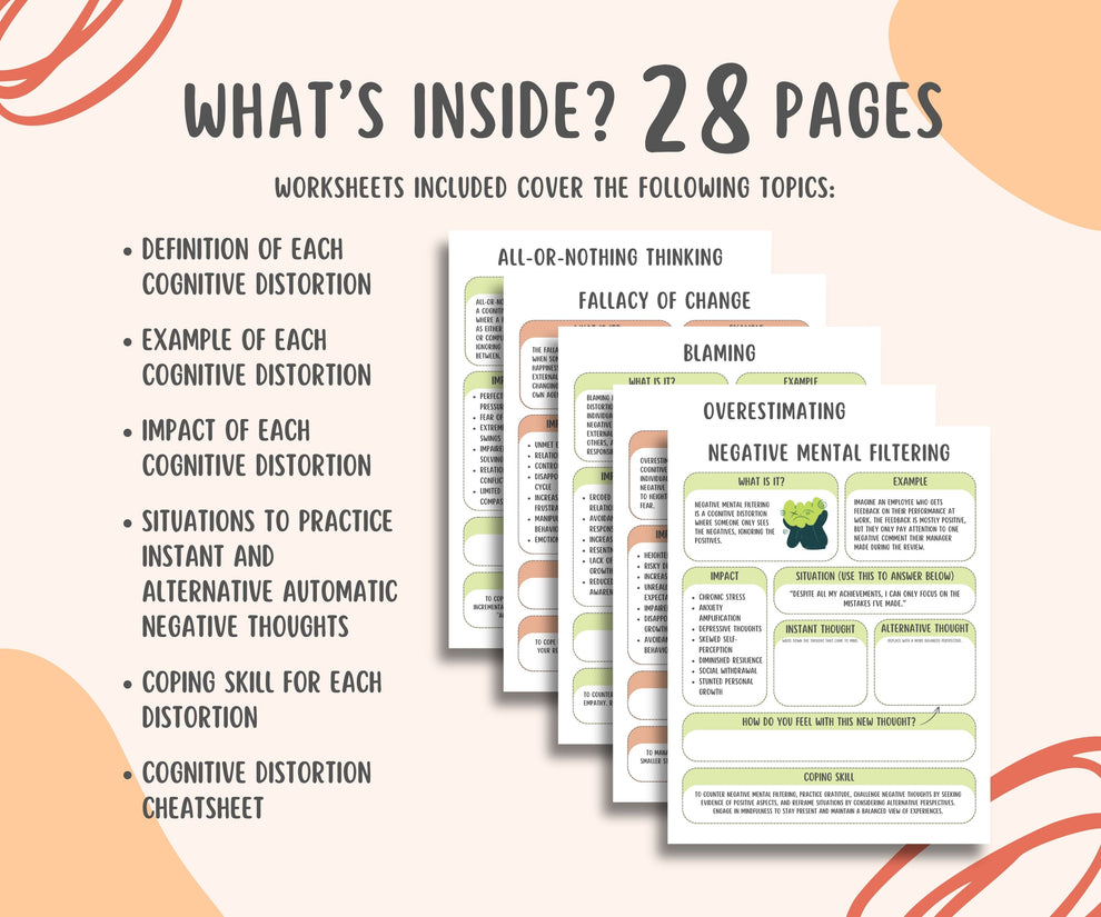 27 Cognitive Distortion Worksheets + Cheatsheet – MindSpace