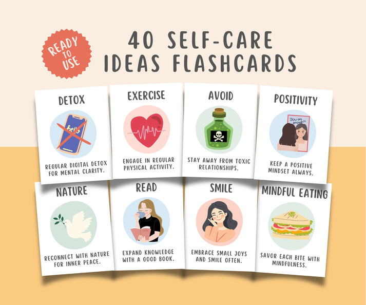 40 Self-Care Ideas Flashcards – MindSpace