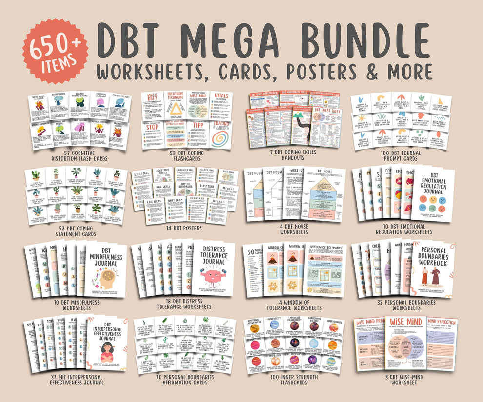 DBT Coping Mega Bundle (650+ Items) – MindSpacePrintables