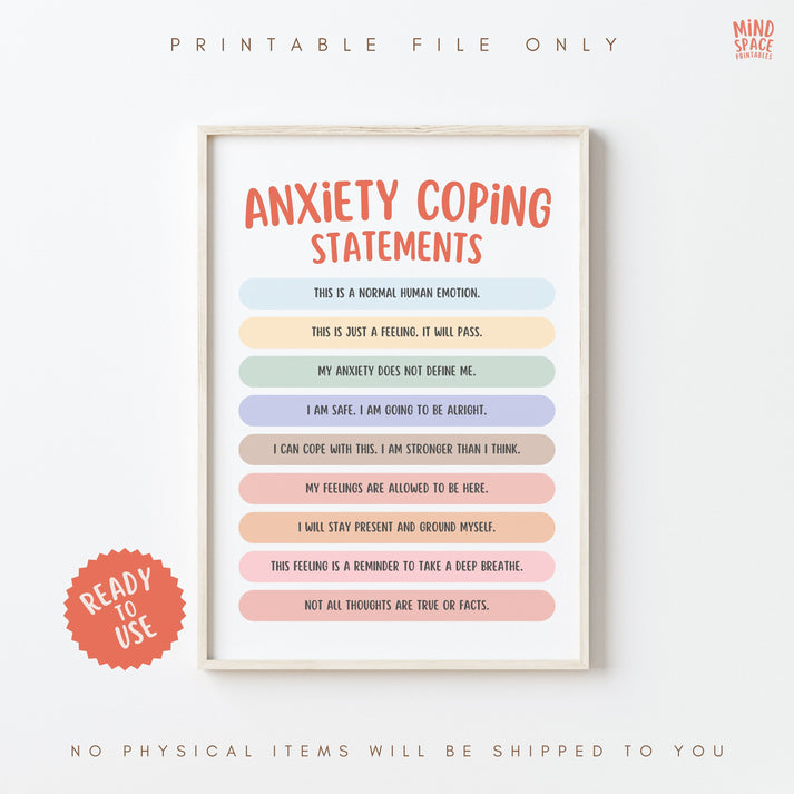 Anxiety Coping Statements Poster – MindSpacePrintables