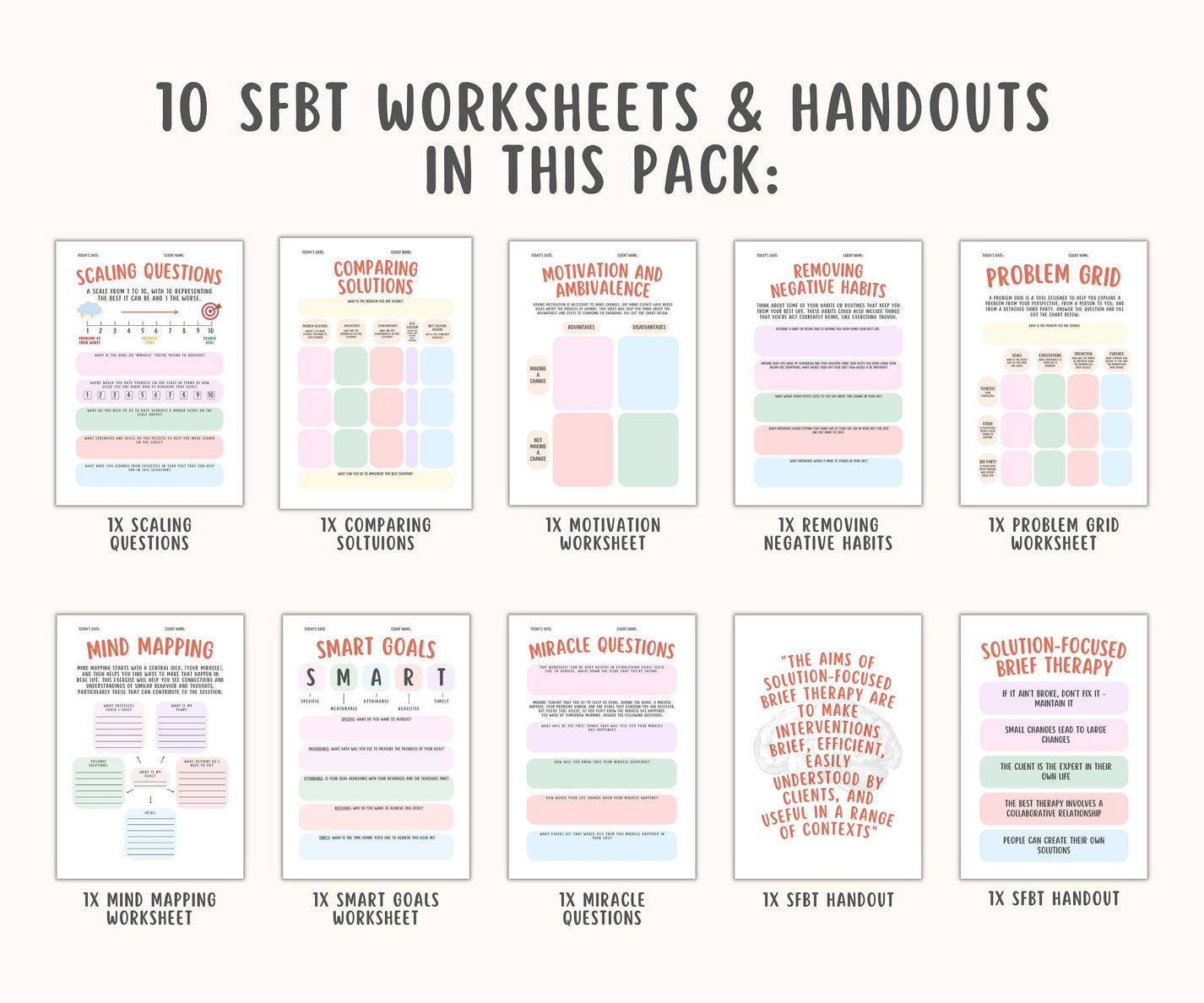 Solution Focused Therapy Worksheets – MindSpace