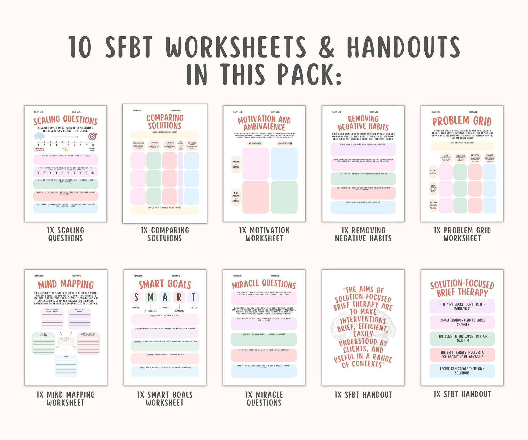 Solution Focused Therapy Worksheets – MindSpacePrintables