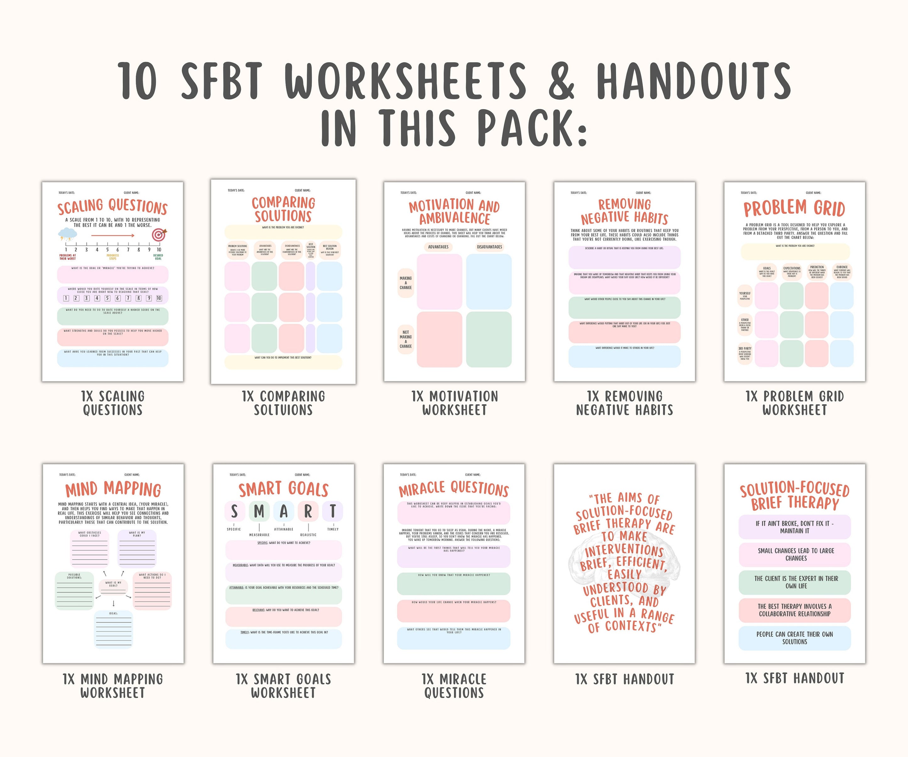 Solution Focused Therapy Worksheets – MindSpace