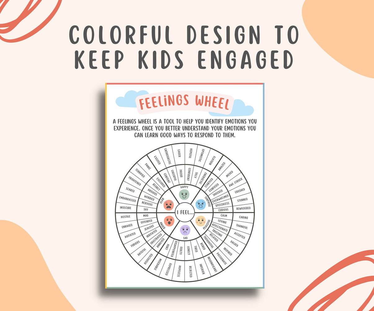 Coloring Feelings wheel printable for kids & teens – MindSpace