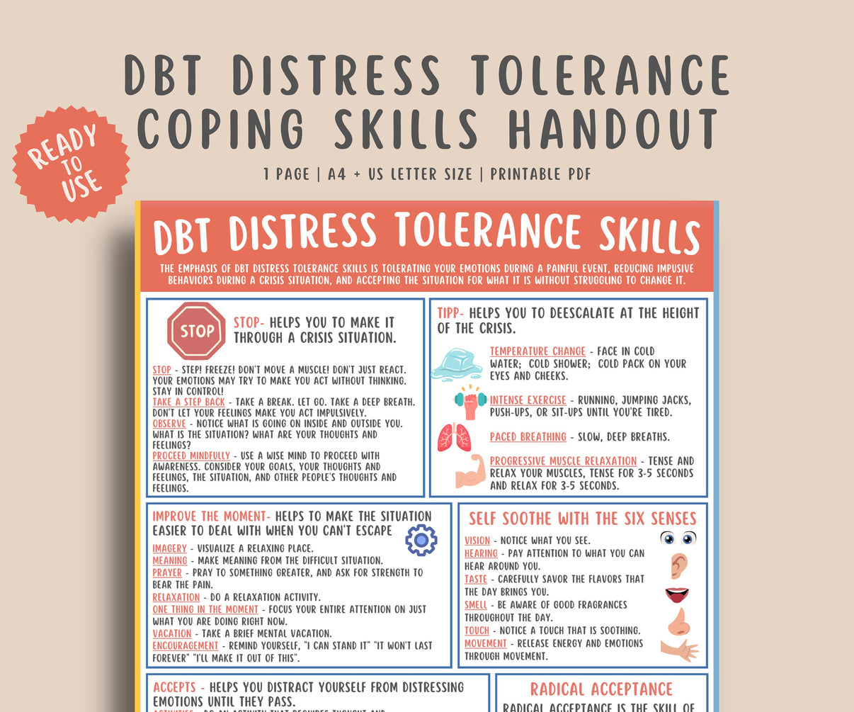 DBT Distress Tolerance Coping Skills Handout – MindSpace