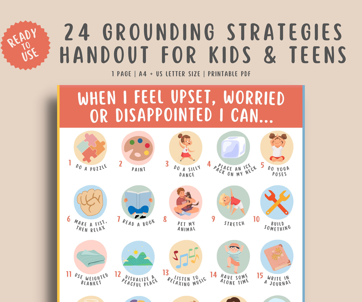 24 Grounding Strategies Poster for Kids & Teens – MindSpace