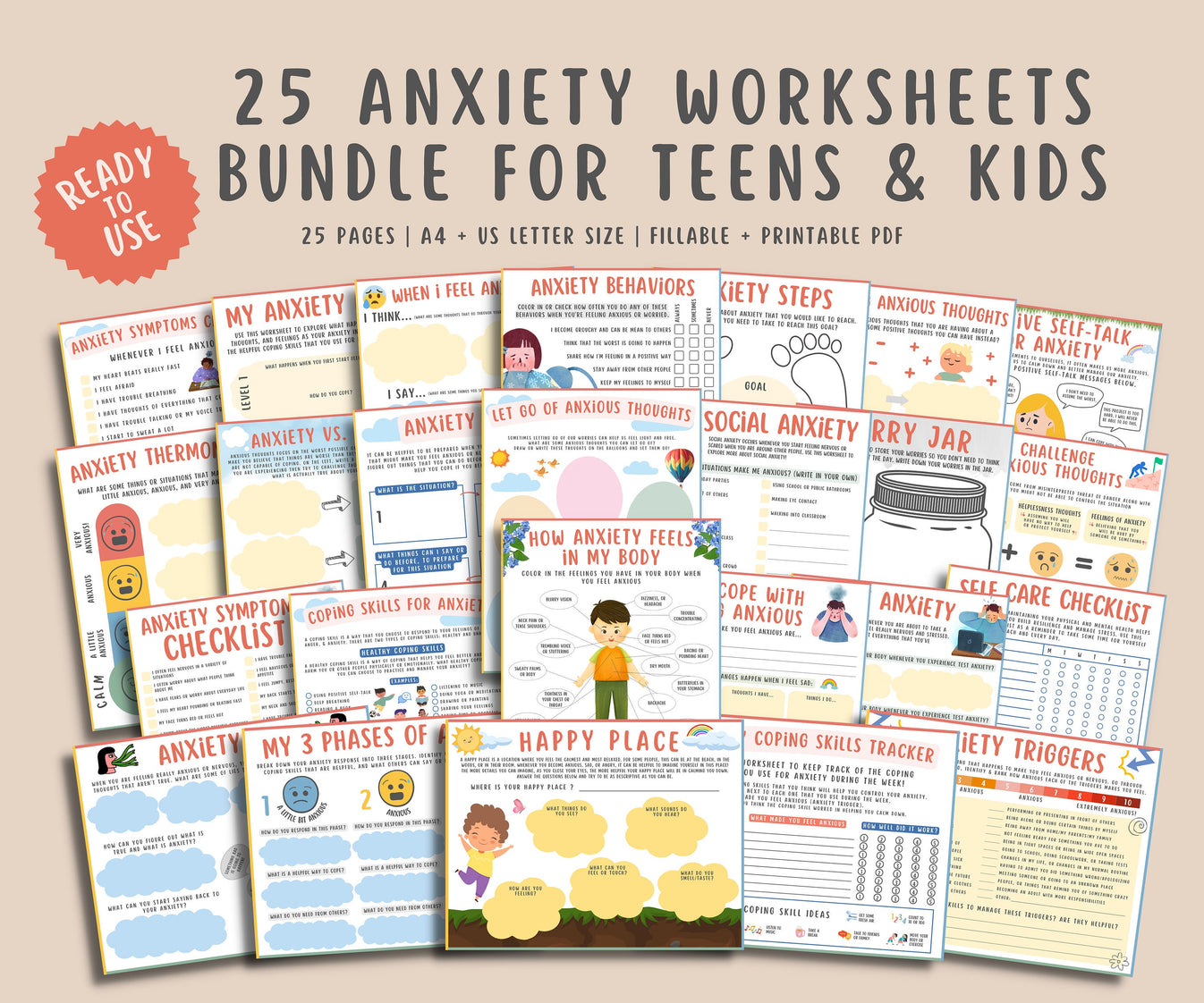 25 Anxiety Worksheets Bundle For Kids & Teens – MindSpace