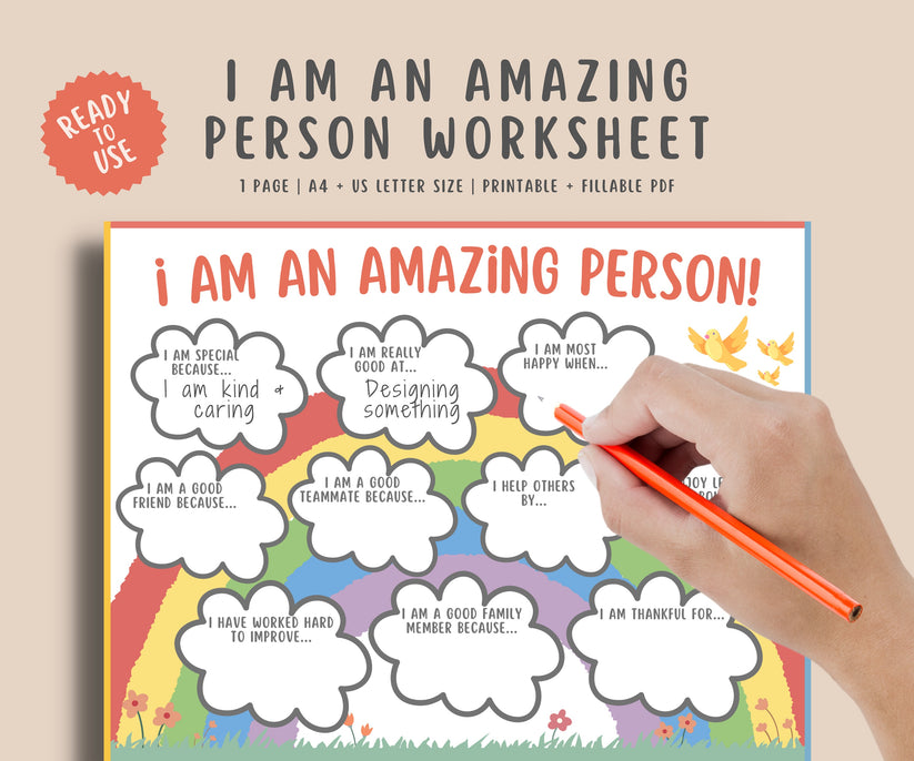 Self-Esteem Worksheet Kids & Teens – MindSpacePrintables