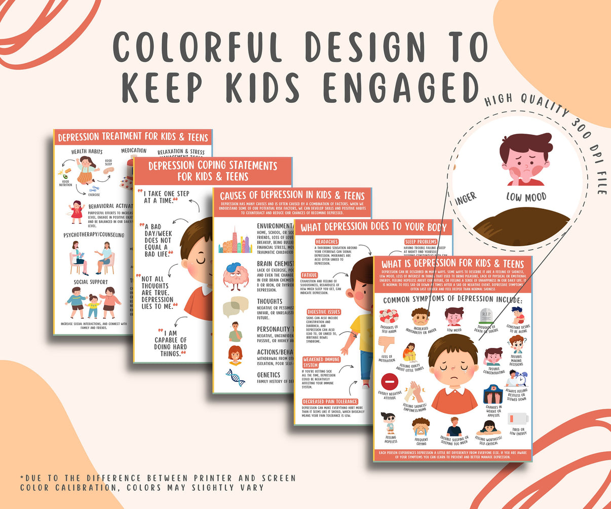 Depression Coping Skills Handout Bundle for Kids & Teens (7 Pages ...