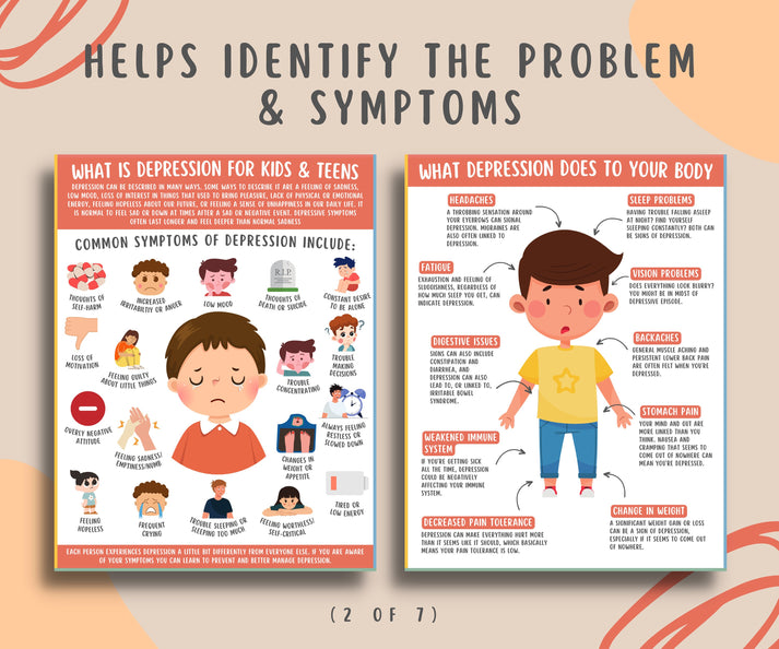 Depression Coping Skills Handout Bundle for Kids & Teens (7 Pages ...