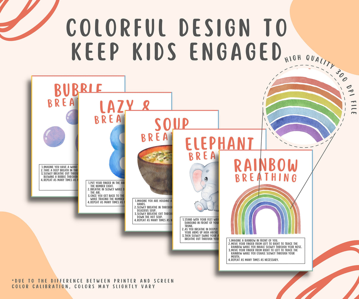 8 Scripted Mindful Breathing Posters Bundle for kids & teens – MindSpace