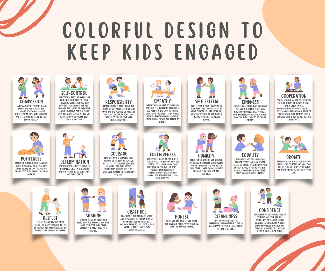 20 Kids Moral Values Flashcards – MindSpace