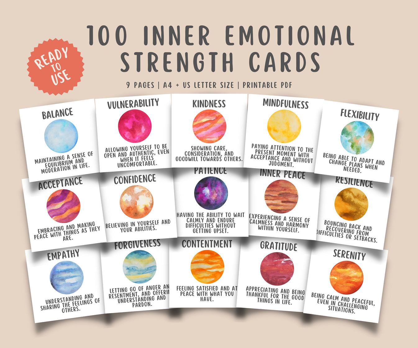 100 Inner Emotional Strength Flashcards – MindSpace