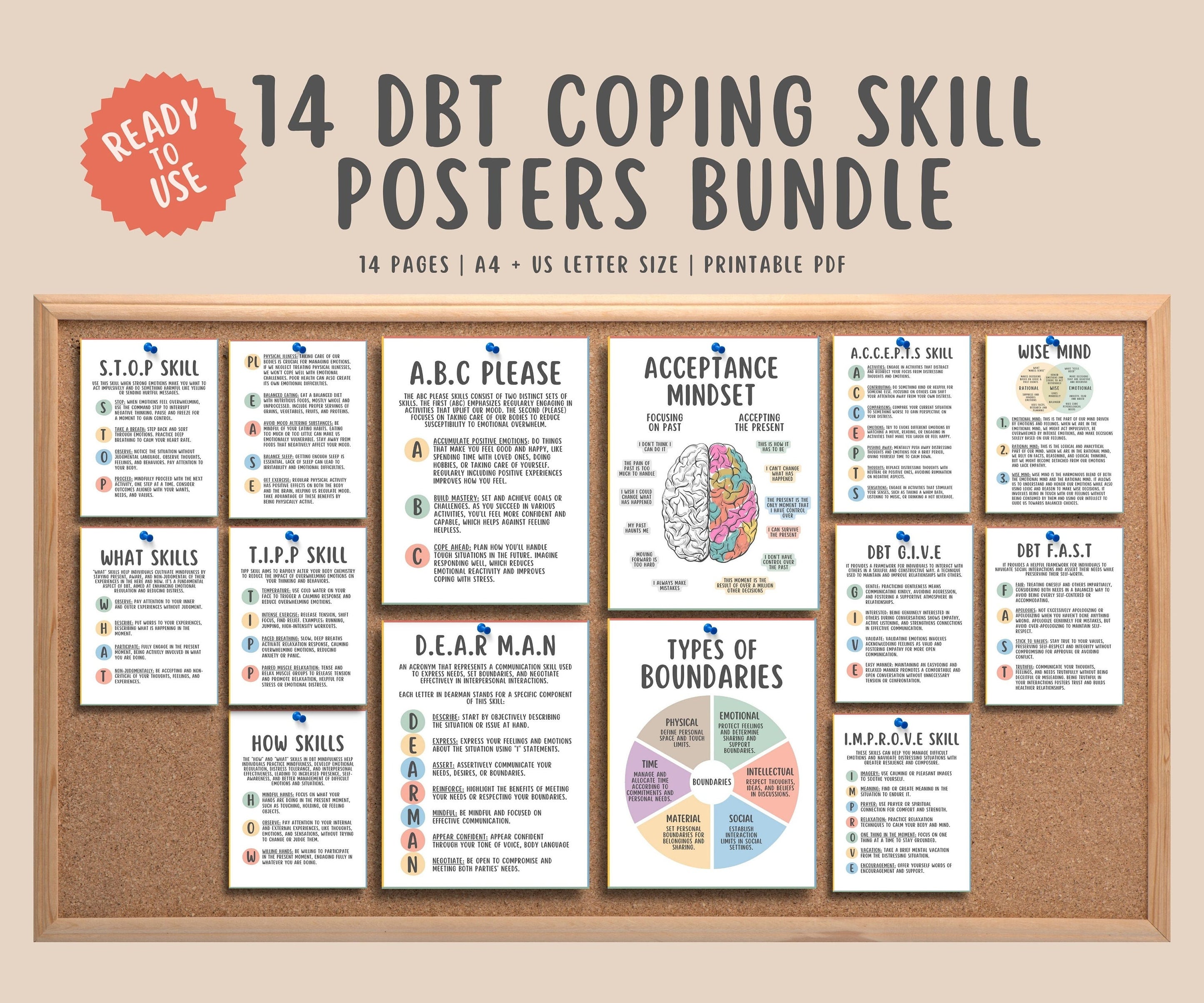 DBT Coping Skill Posters Bundle (14 Posters) – MindSpace