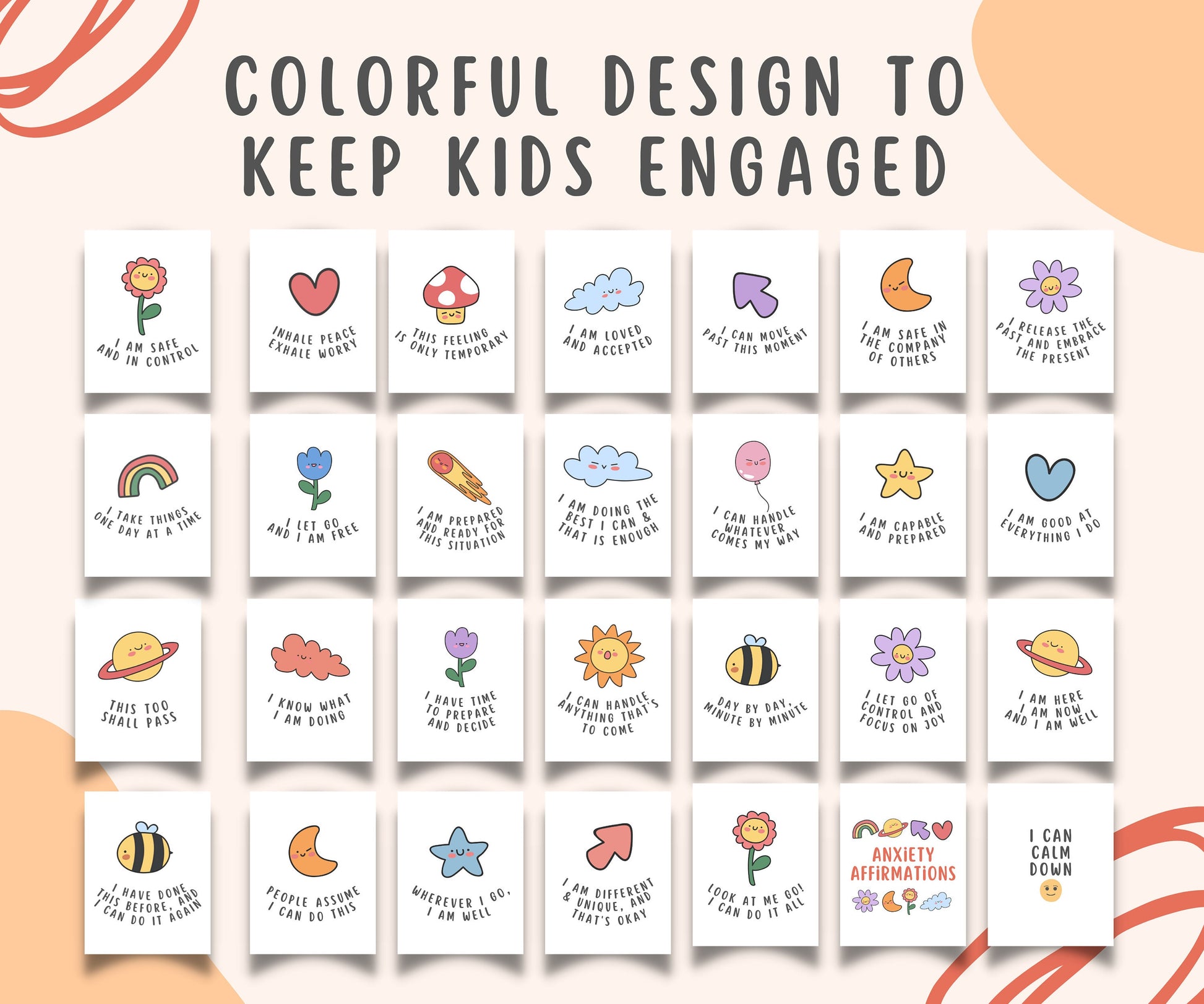 26 Anxiety Coping Affirmations Cards for Kids Teens – MindSpacePrintables