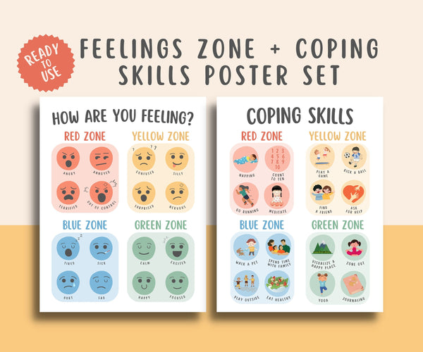Feelings Zone With Coping Skills (Set of 2) Posters for kids – MindSpace