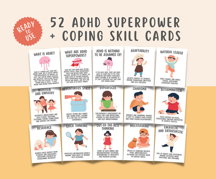 52 ADHD Superpower Strength & Coping Skill Cards – MindSpace