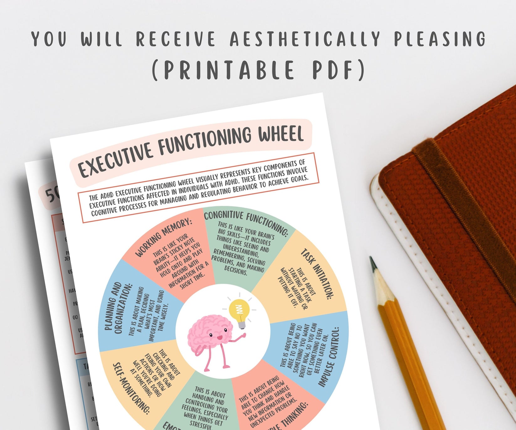 ADHD Executive Functioning Wheel with 50 Strategies – MindSpace