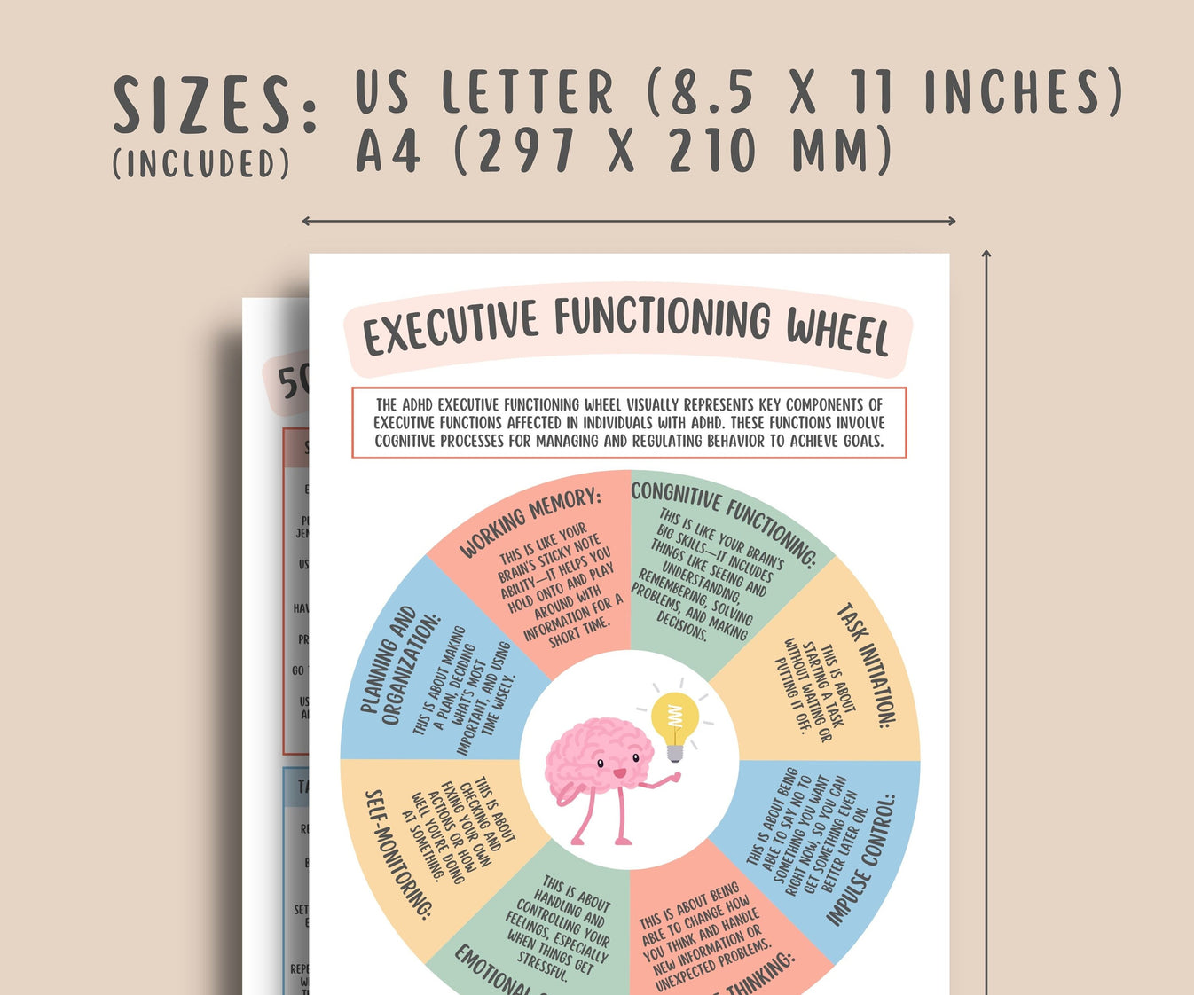 ADHD Executive Functioning Wheel with 50 Strategies – MindSpace