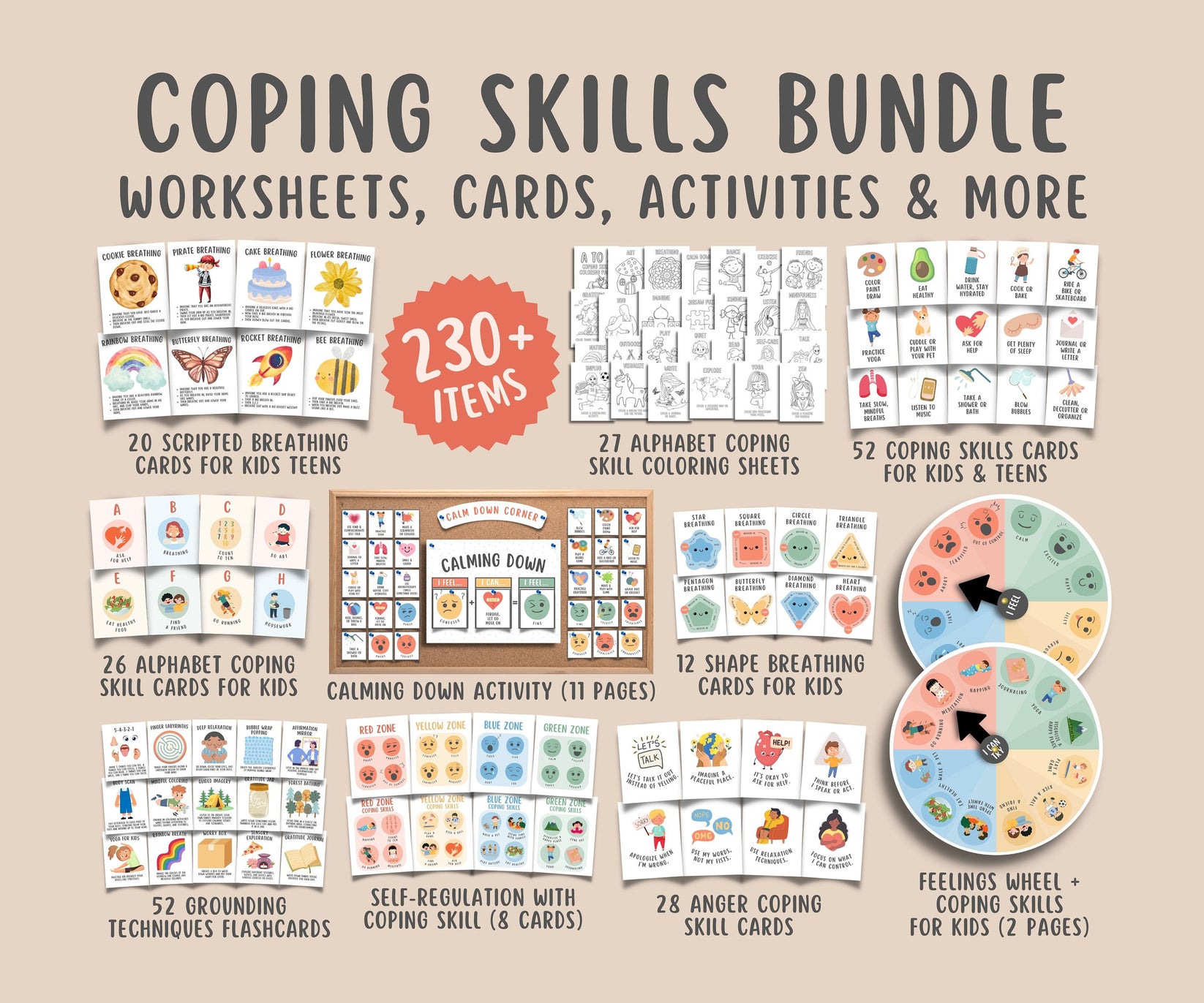 Coping Skills Bundle for kids (238 Items) – MindSpace