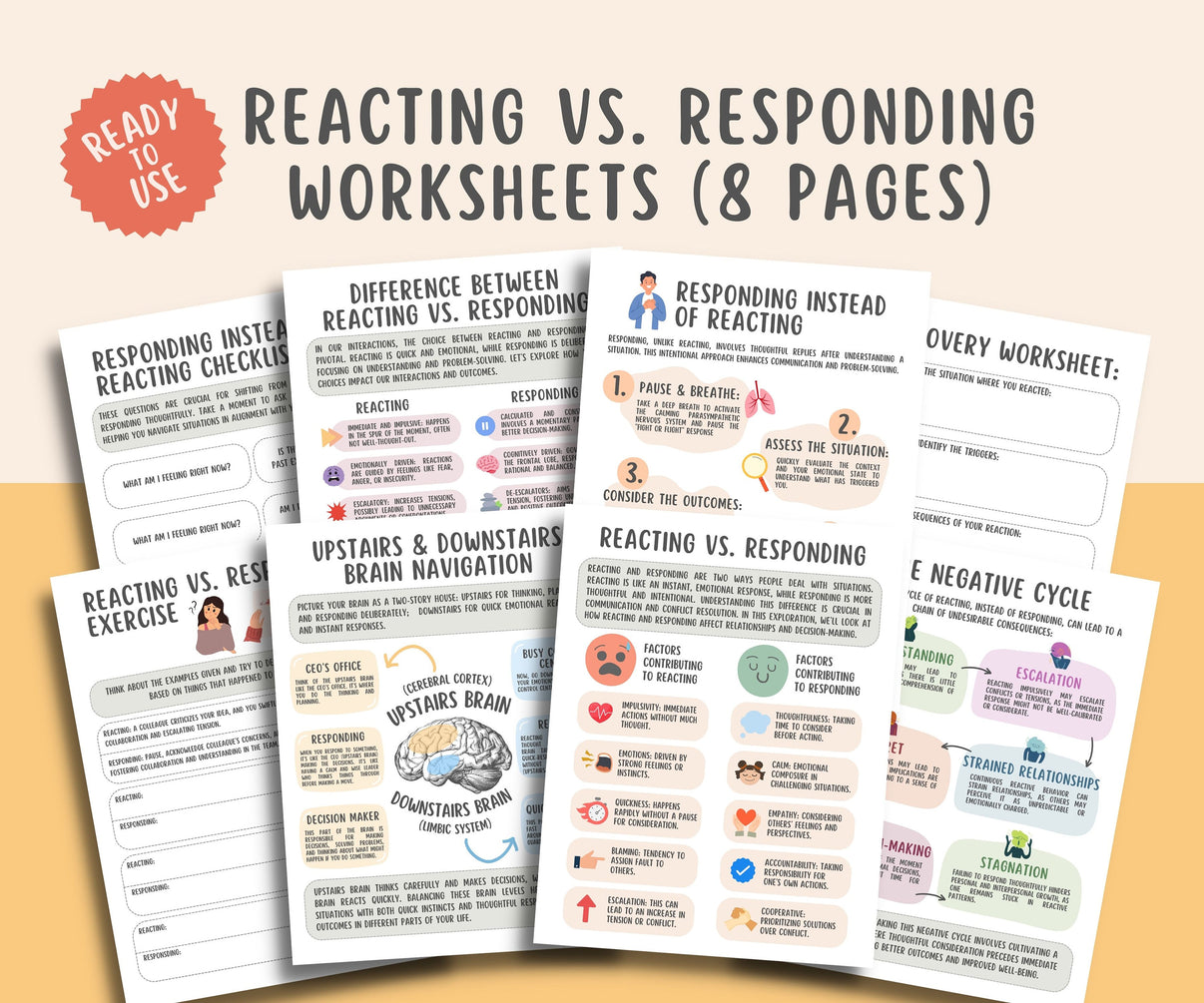 Responding Vs Reacting Worksheets for Couples – MindSpace