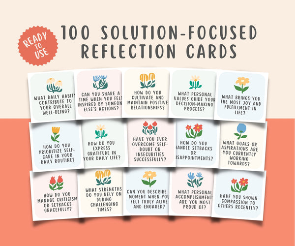 100 Solution Focus Reflection Therapy Question Cards – MindSpacePrintables