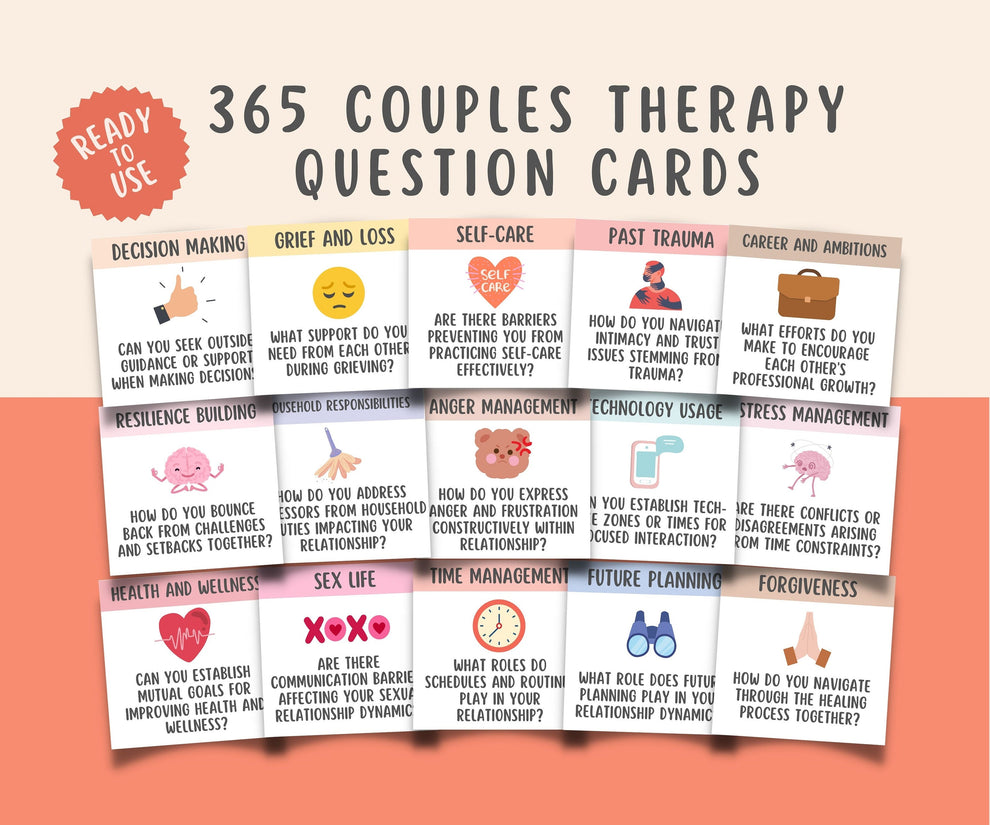 365 Couples Therapy Question Cards – MindSpacePrintables