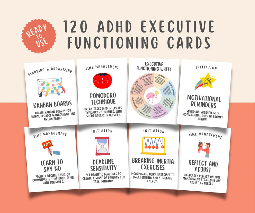 120 ADHD Executive Functioning Strategies Flashcards – MindSpace