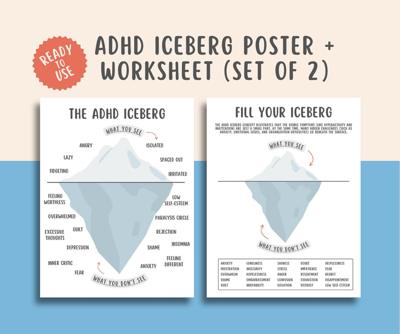 ADHD Iceberg Worksheets (set of 2) – MindSpace