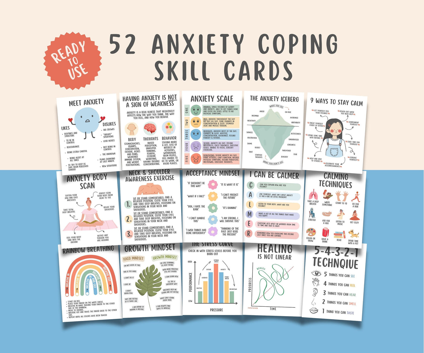 52 Anxiety Coping Skill Cards – MindSpace